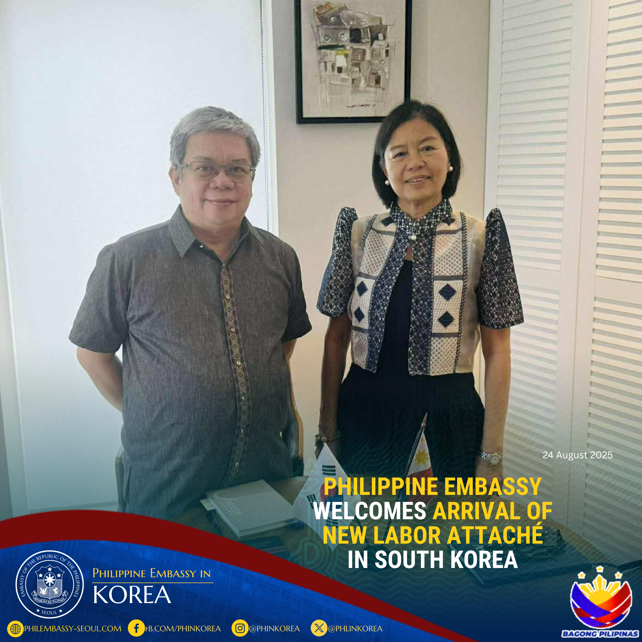 PHILIPPINE EMBASSY WELCOMES ARRIVAL OF NEW LABOR ATTACHÉ IN SOUTH KOREA ...